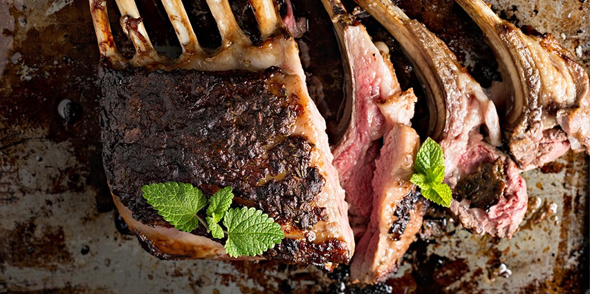 Mustard Crusted Rack of Lamb with Crispy Leek Hashbrowns